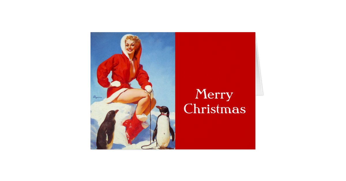 Vintage Retro Gil Elvgren Christmas Pin Up Girl Greeting Card Zazzle