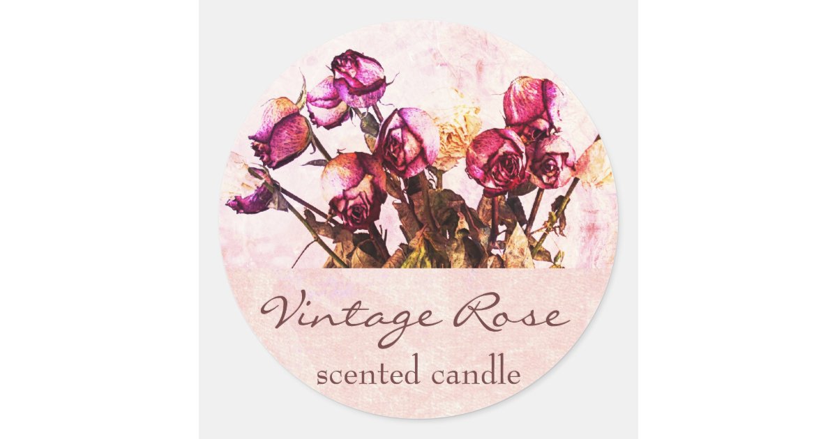 Vintage rose petals - scented candle or soap label | Zazzle