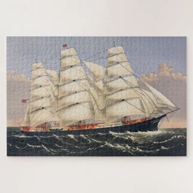 Vintage Sailing Ship 1000 Pieces Art Jigsaw Puzzle | Zazzle