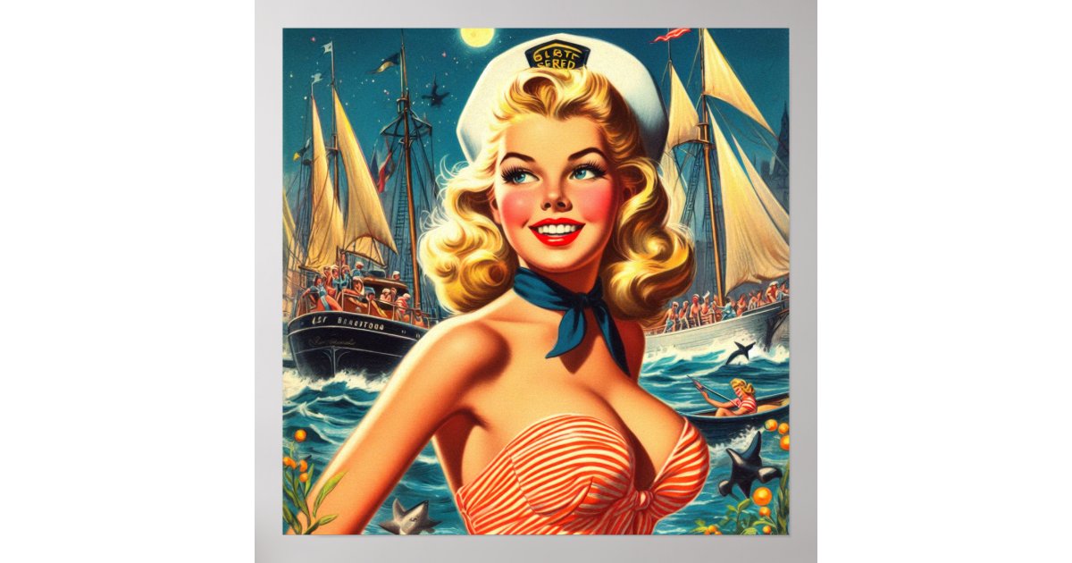 Vintage Sailor Pin Up Girl Poster Zazzle