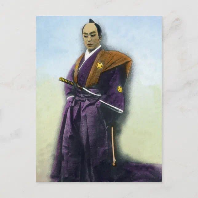 Vintage Samurai and Sword Hand Coloured Japanese Postcard | Zazzle