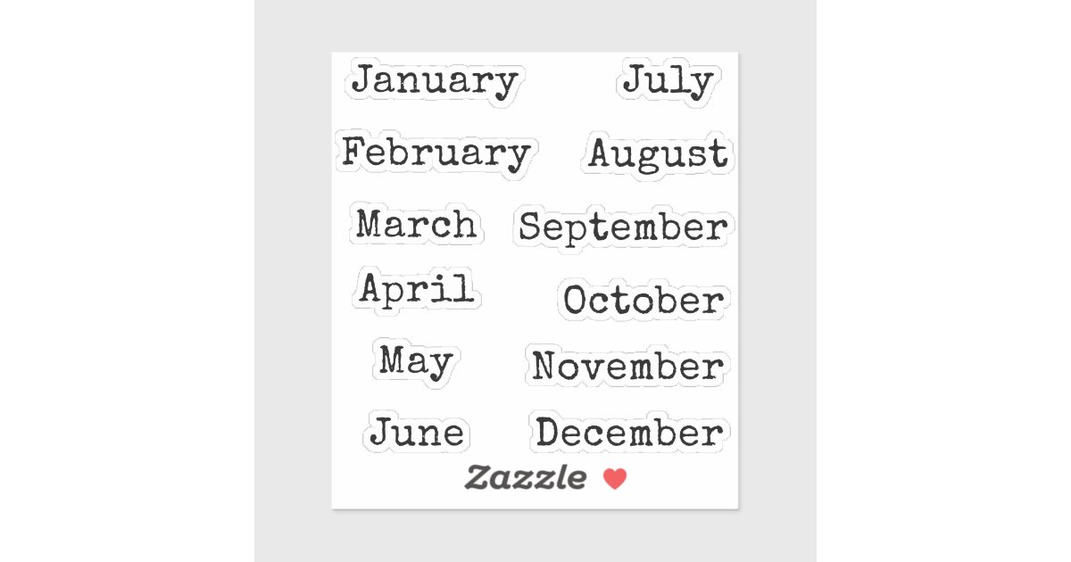 Vintage Script Font Minimal Month Planner Headers | Zazzle