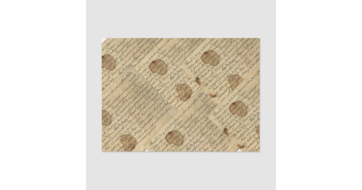Vintage Script Handwriting Decoupage Collage Tissue Paper | Zazzle