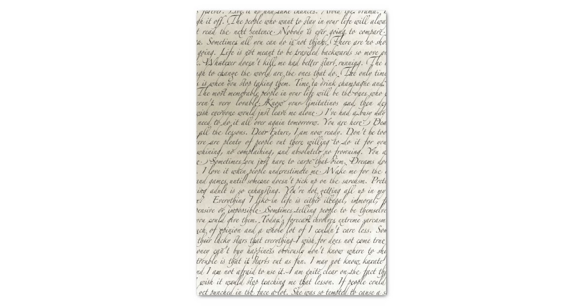 Vintage Script Text Art Tissue Paper | Zazzle