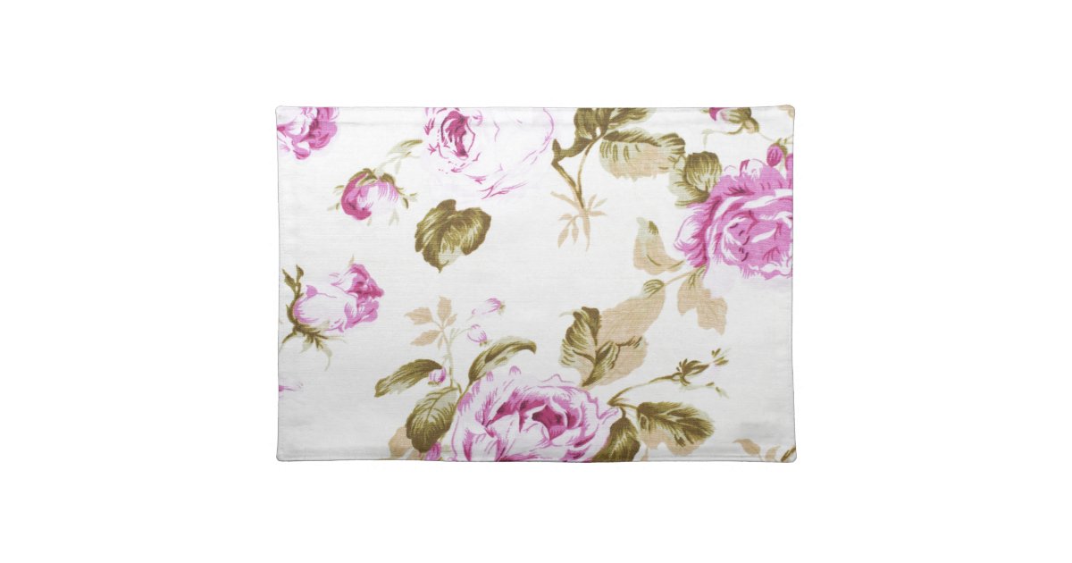 vintage shabby chic rose pattern pink violet placemat | Zazzle