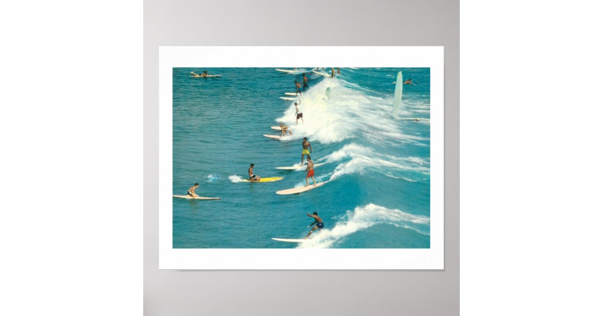 Vintage surfing scene, Florida, 1960s Poster | Zazzle
