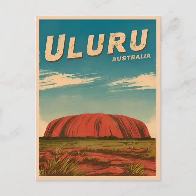 Vintage Travel Uluru Australia Retro Scenic Postcard | Zazzle