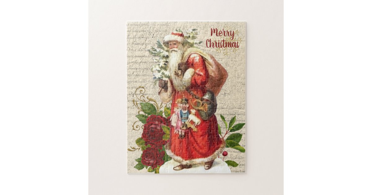Vintage Victorian Santa Claus Antique Decoupage Jigsaw Puzzle | Zazzle
