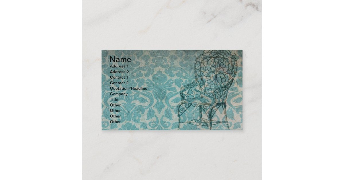 Vintage Wallpaper With Chair Business Card | Zazzle