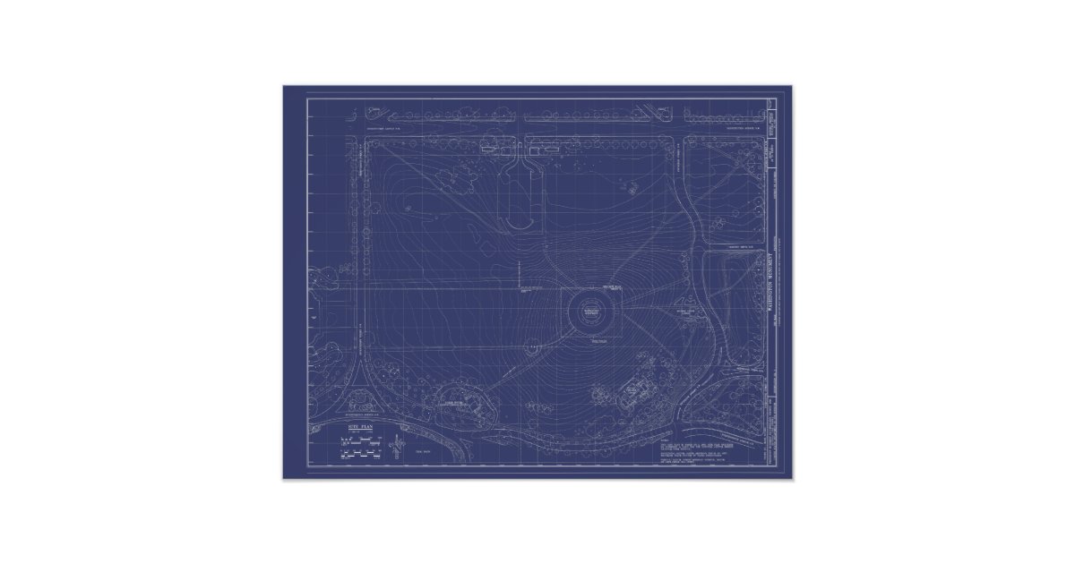 Vintage Washington Monument Site Plan Blueprints P Photo Print | Zazzle