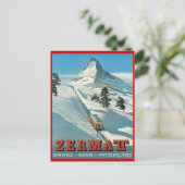 Vintage winter sports, Ski Zermatt, Switzerland Postcard | Zazzle