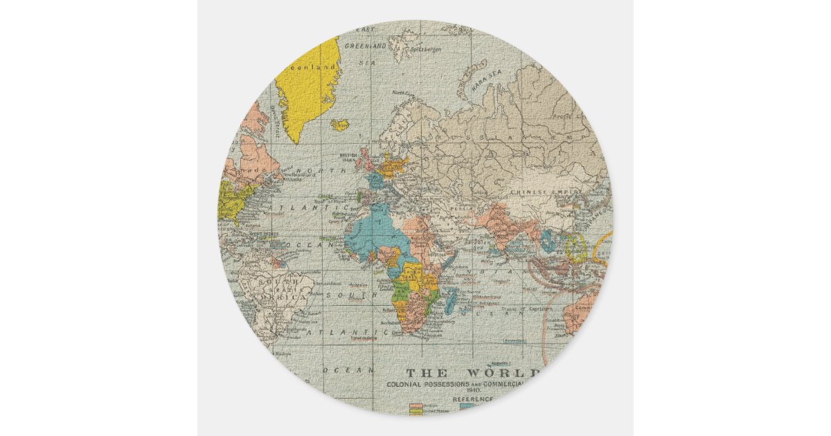 Vintage World Map 1910 Classic Round Sticker | Zazzle.com.au