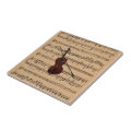 Violin With Sheet Music Background Tile | Zazzle