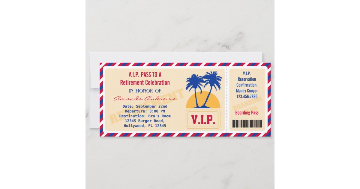 VIP Ticket Retirement Party Invitation | Zazzle