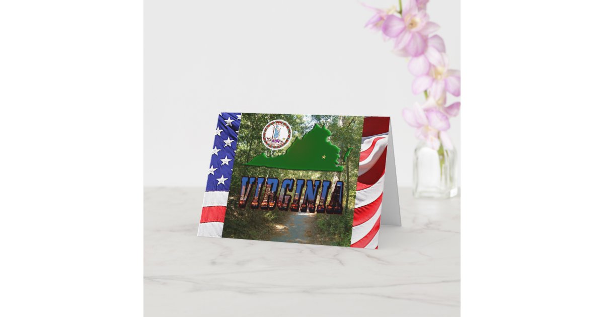 Virginia Map State Seal Picture Text Anniversary Card | Zazzle