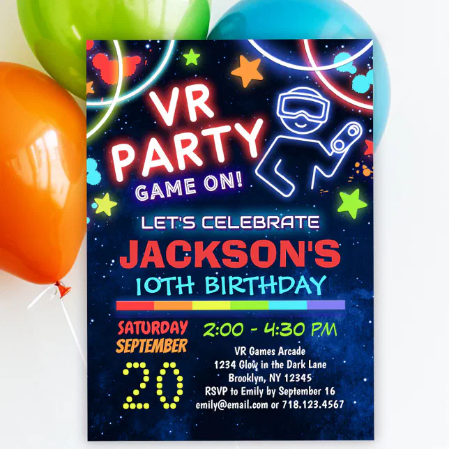 Virtual Reality VR Birthday Party Invitations | Zazzle