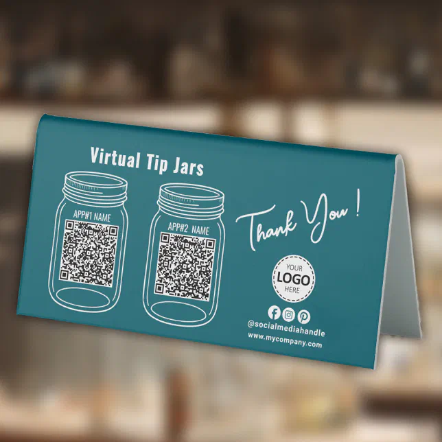 Virtual Tip Jars, QR Code Payment App Teal | Zazzle