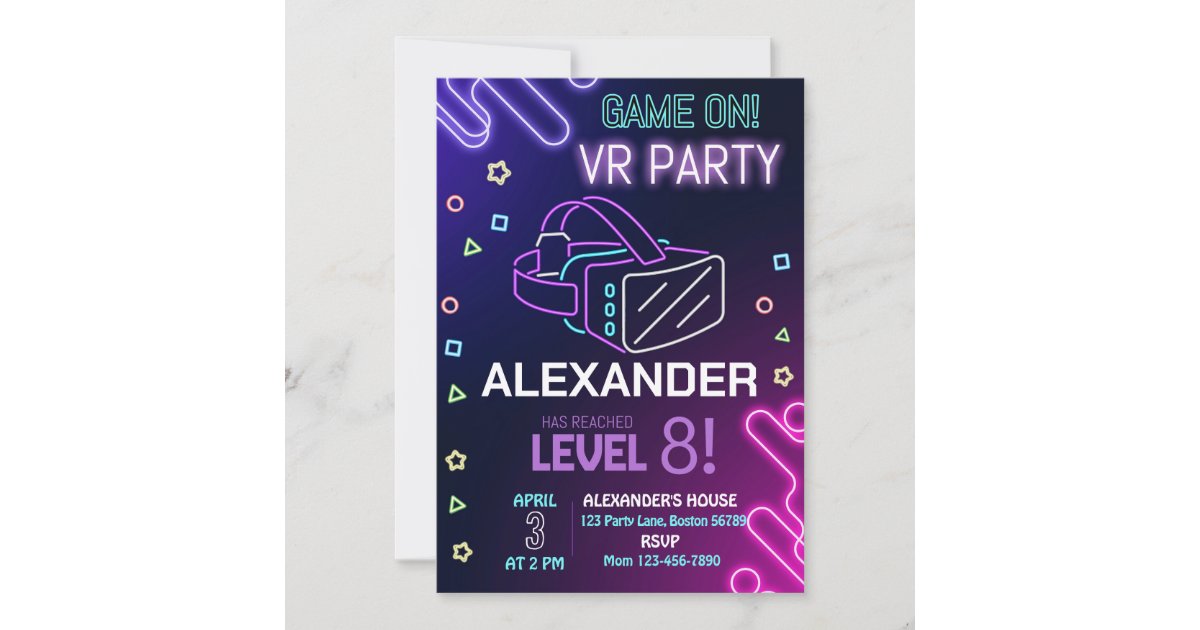 Vr Birthday Invitation Virtual Reality Invitation Zazzle