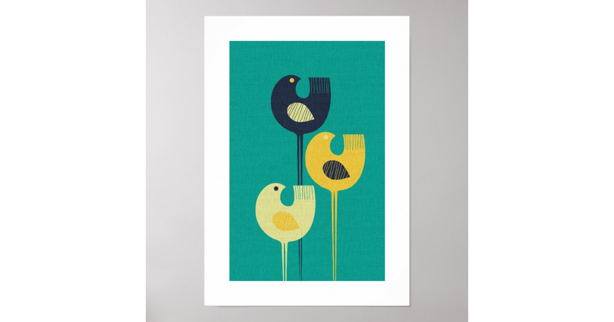 Wading Birds - mid century modern / minimalist Poster | Zazzle