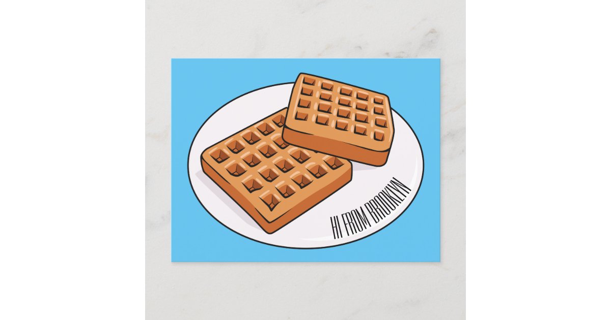 Waffle cartoon illustration postcard | Zazzle