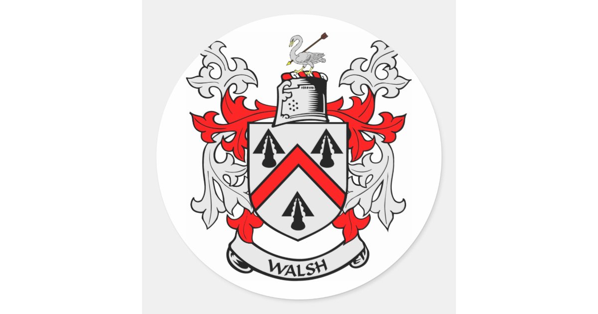 WALSH Coat of Arms Classic Round Sticker | Zazzle
