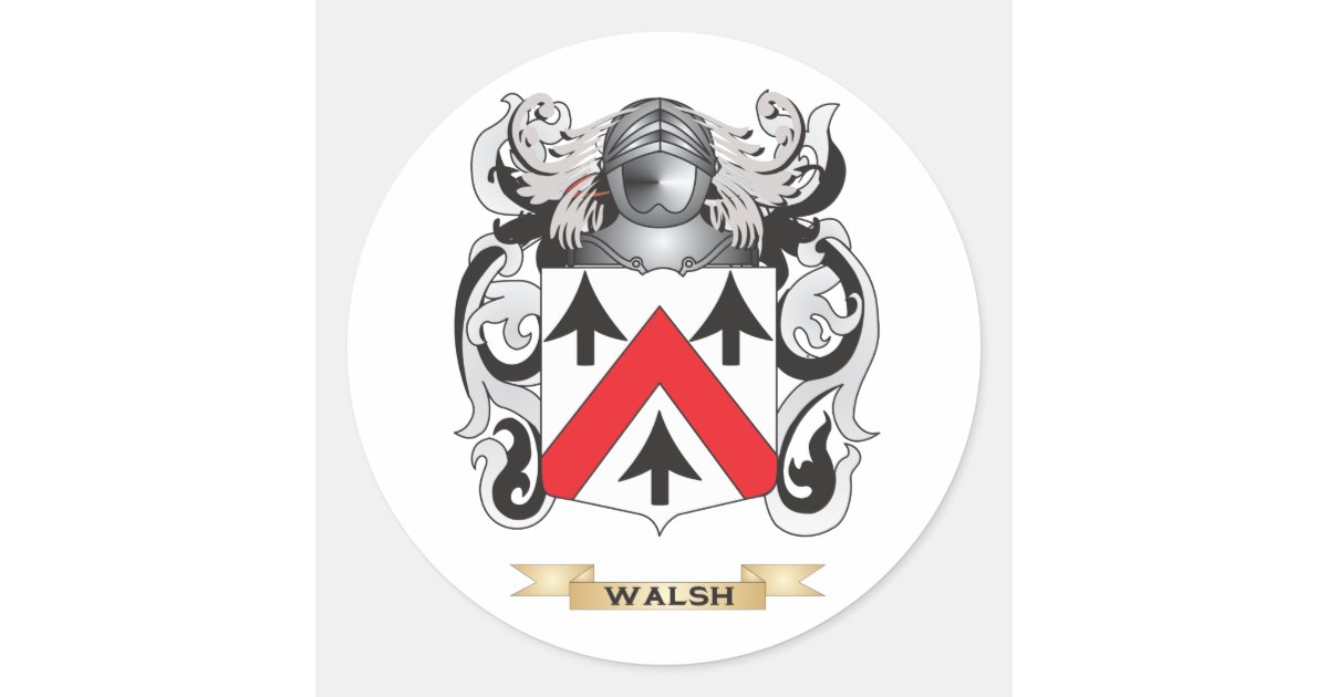 Walsh Family Crest (Coat of Arms) Classic Round Sticker | Zazzle