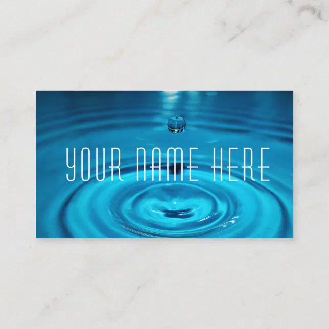 water drop splashing blue ripples splash business business card | Zazzle
