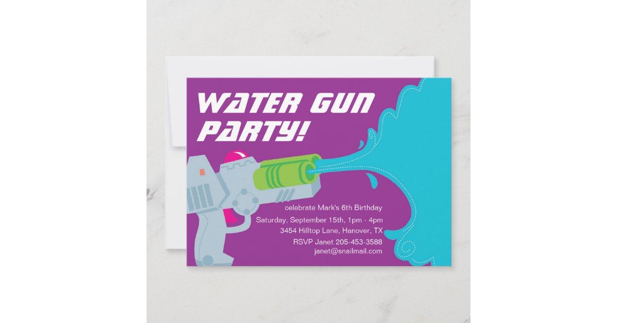 Water Gun Party Invitation | Zazzle