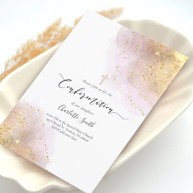 watercolor confirmation invitation | Zazzle