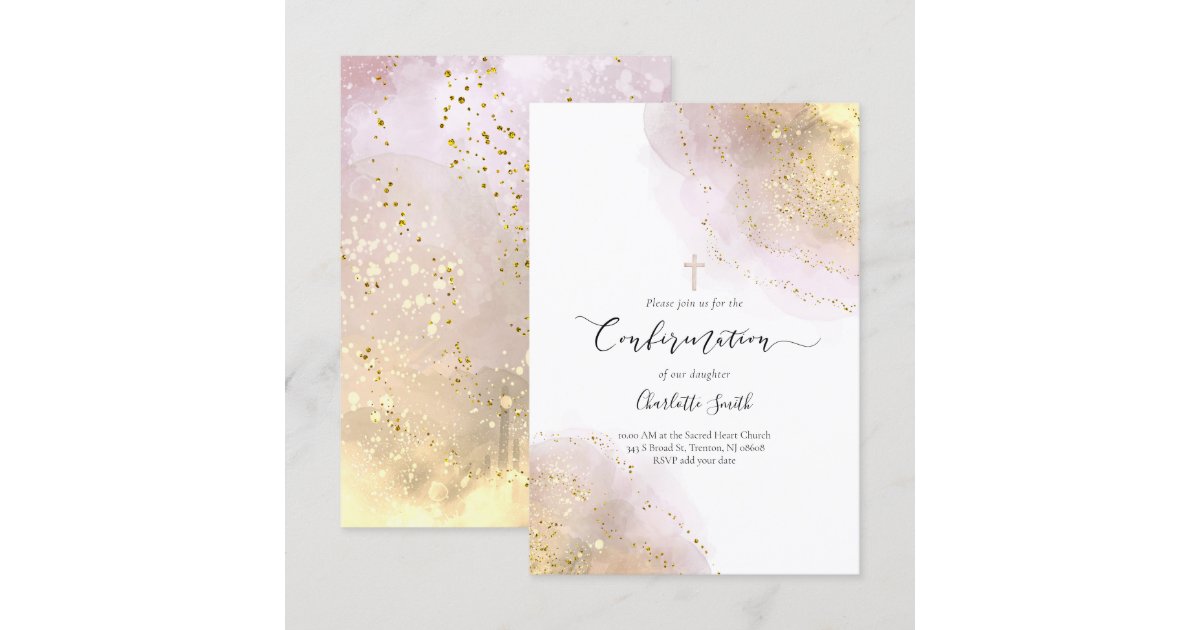 watercolor Confirmation Invitation | Zazzle