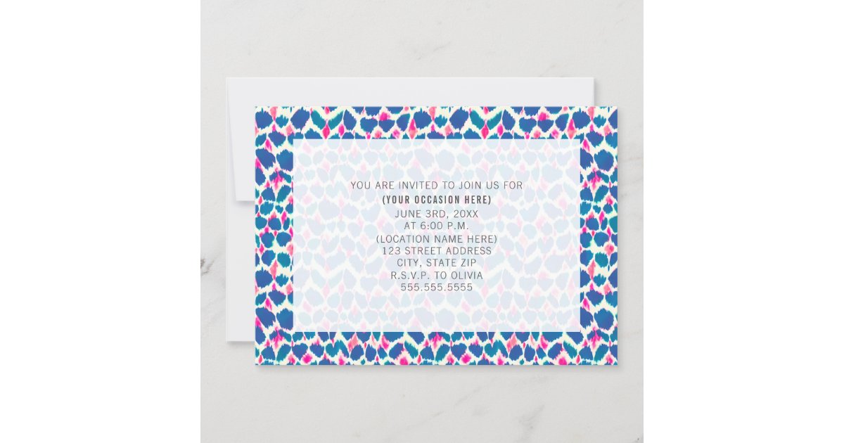 Watercolor Dot Pink Blue All Purpose Generic Party Invitation | Zazzle