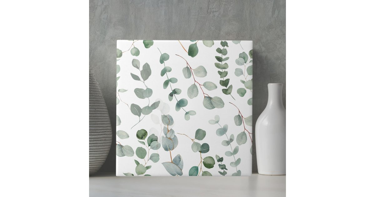 Watercolor Eucalyptus Floral Pattern Ceramic Tile | Zazzle