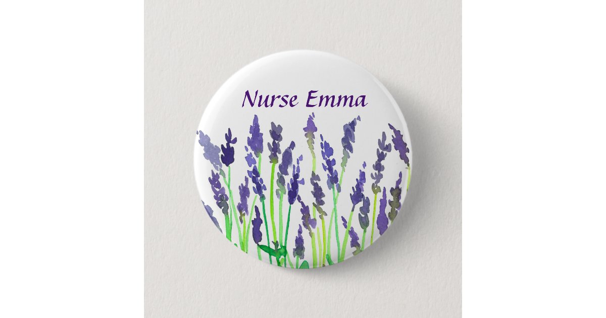Watercolor Lavender Flowers Nurse Name Tag 6 Cm Round Badge | Zazzle
