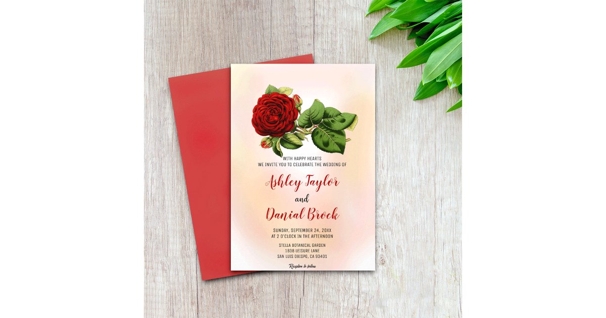 Watercolor red rose blush pink floral Wedding Invi Invitation | Zazzle