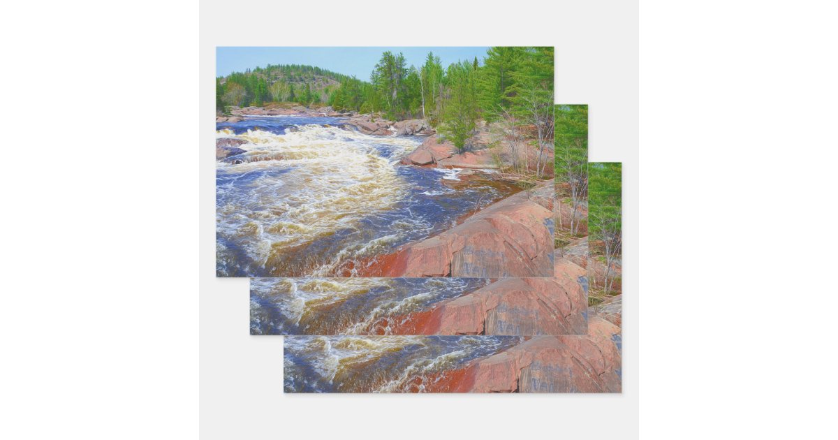 Waterfall Scenery Beautiful Green Trees Landscape Wrapping Paper Sheet ...