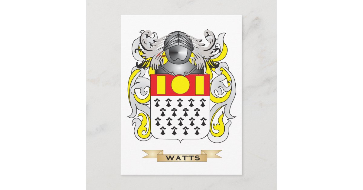 Watts Family Crest (Coat of Arms) Postcard | Zazzle