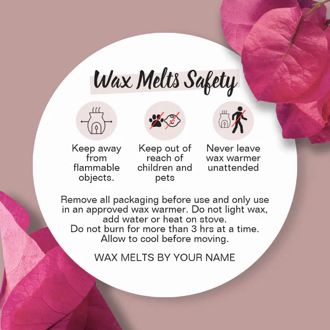 Wax Melt Warning Label Feminine Safety Sticker | Zazzle