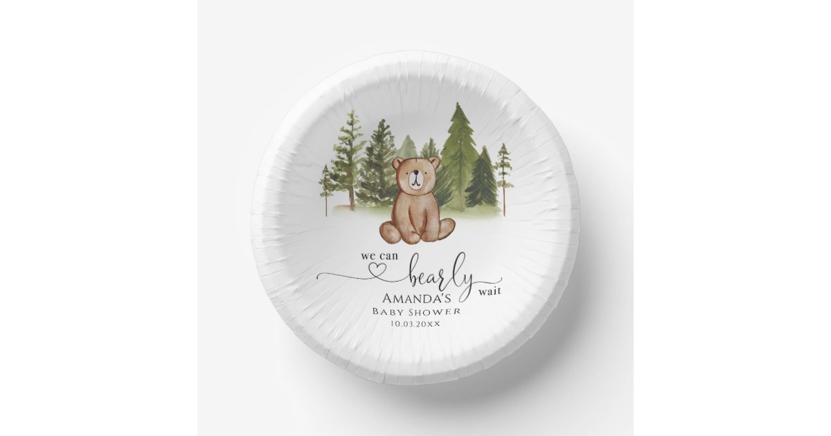 We Can Bearly Wait Baby Shower Paper Plate | Zazzle