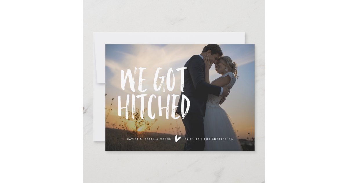 We Got Hitched Wedding Announcement | Zazzle