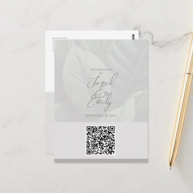 Wedding Invitation QR Code Postcard | Zazzle
