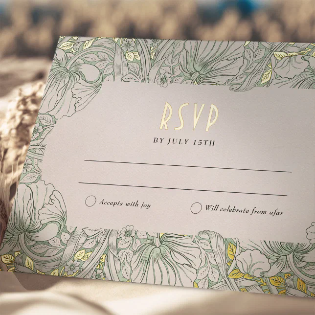 Wedding RSVP Insert Victorian Pimpernel Foil Invitation Postcard | Zazzle
