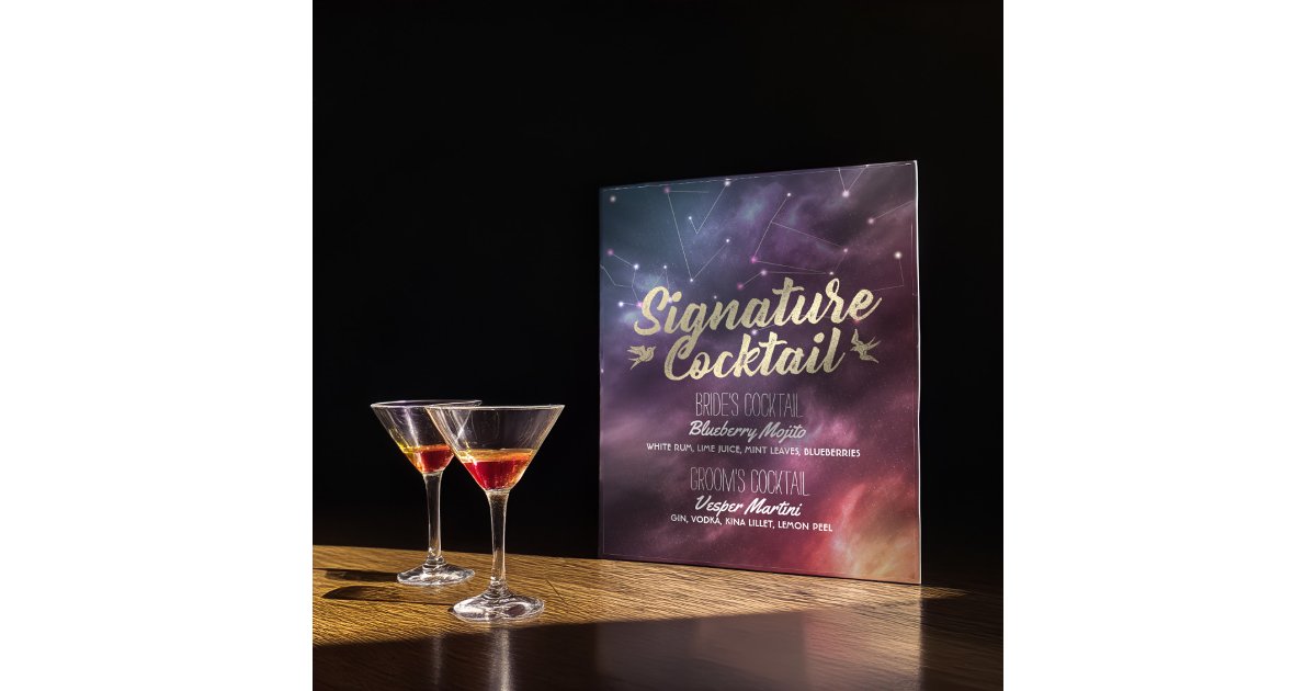 Wedding Signature Drink Menu Galaxy Constellations Poster | Zazzle