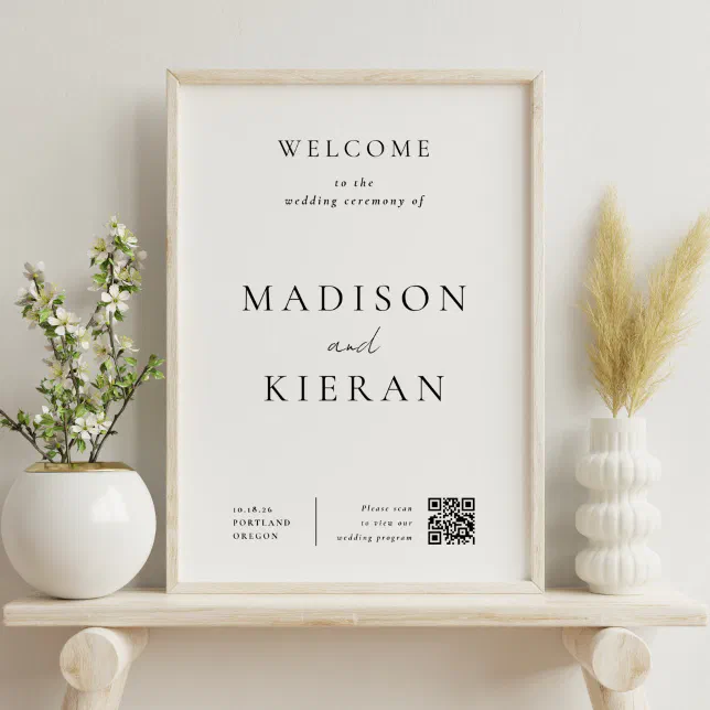 Wedding Welcome Ceremony QR Code Sign | Zazzle