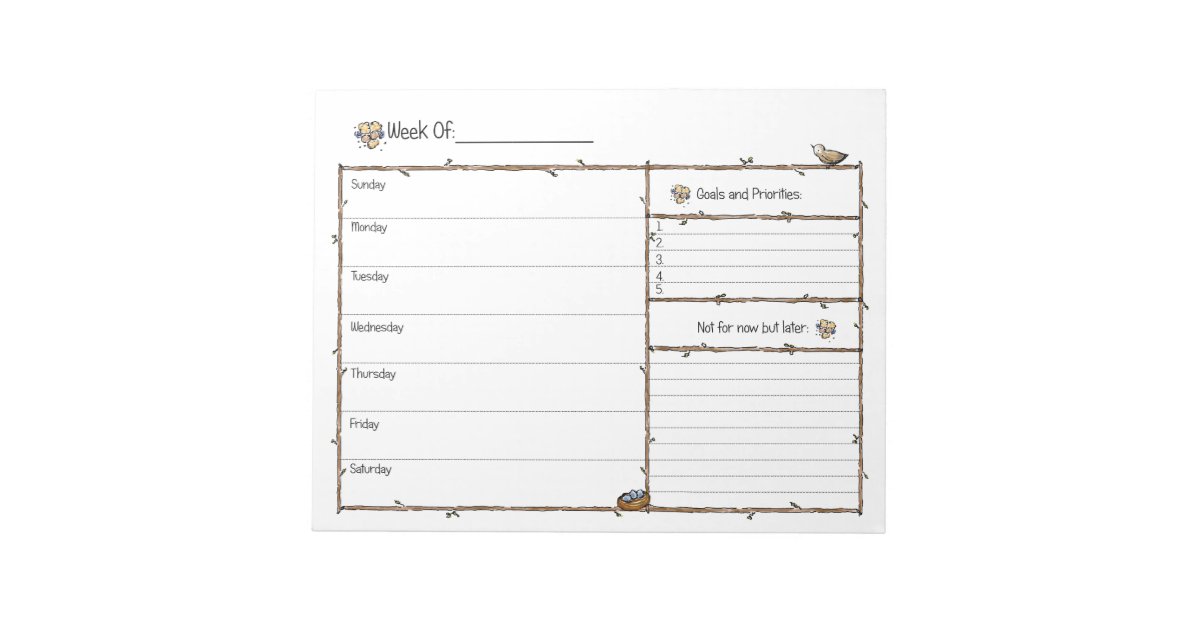 Weekly Planner Notepad | Zazzle