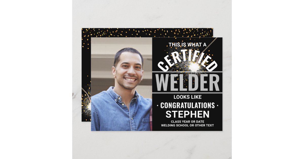 Welding Torch & Sparks Certified Welder Graduation Invitation | Zazzle