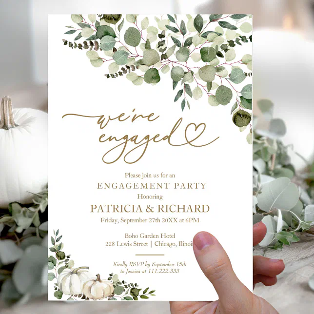 We're Engaged Fall Engagement Party Invitation | Zazzle