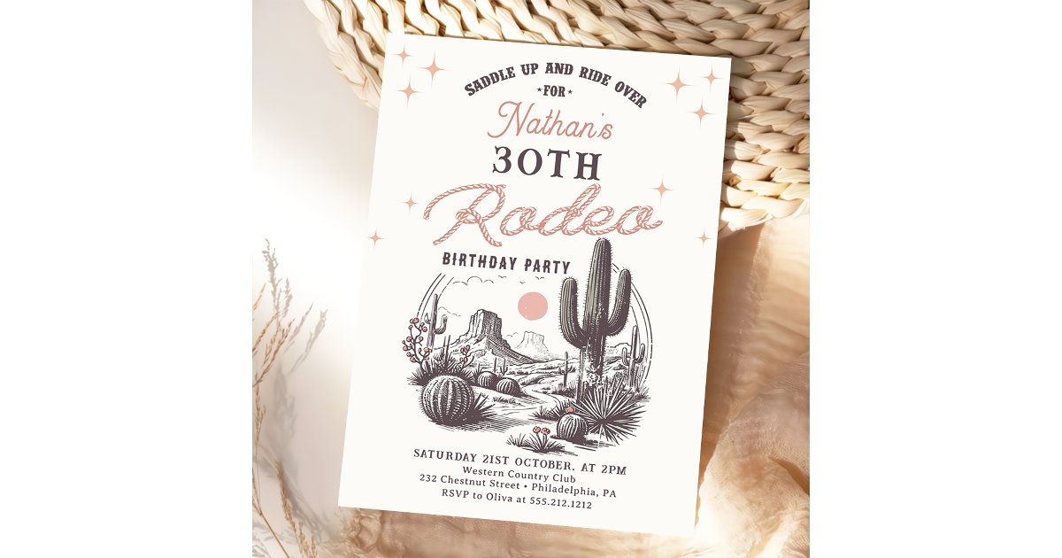 Western Desert Rodeo 30th Birthday Invitation | Zazzle