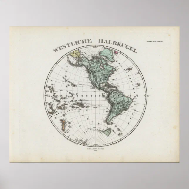 Western Hemisphere Atlas Map Poster | Zazzle