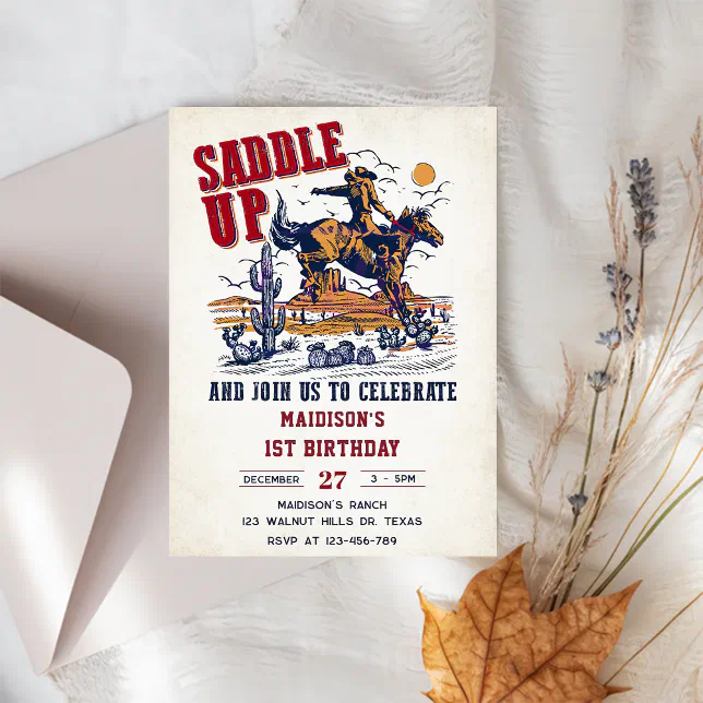 Western Saddle Up And Join Us For Birthday Party Invitation | Zazzle