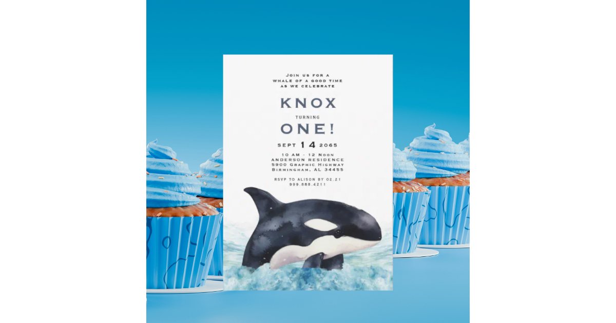 Whale of a Time Orca Birthday Party Invitation | Zazzle